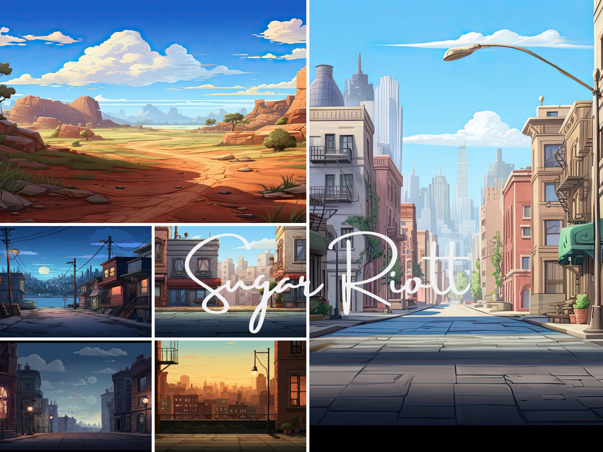 12 Cartoon Town Zoom Twitch Backgrounds, Teams, Calls, Streaming ...