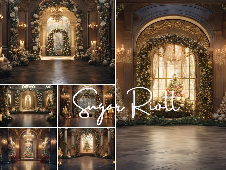 12 Photography Backgrounds Decorative Hallways, Winter Season, Xmas ...