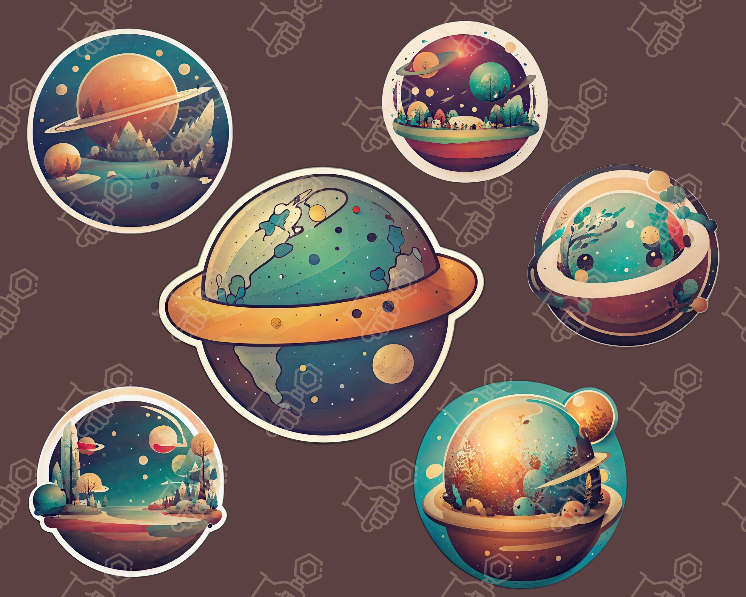 12 Unique Planets Clipart Stickers Graphics, Universe, Space, Cute ...