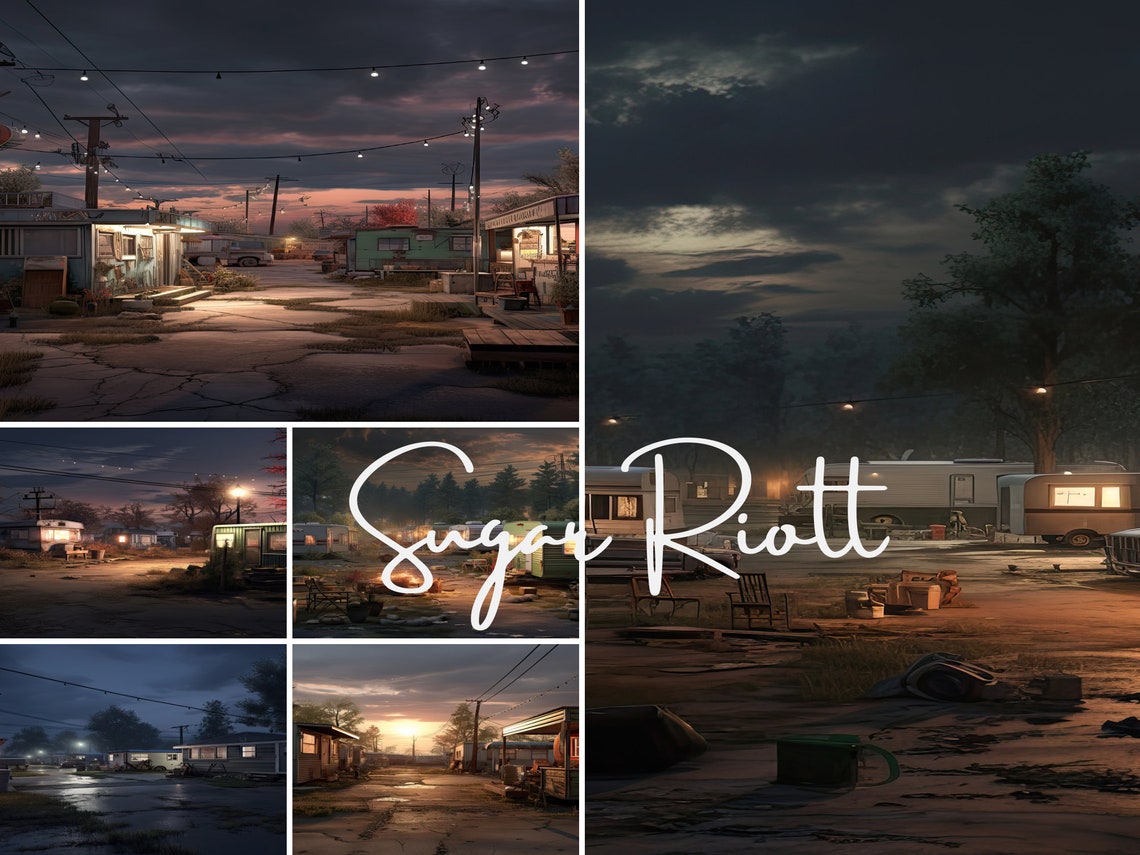 12 Trailer Park Digital Backdrop, Trashy Mobile Home, RV Camper, White ...