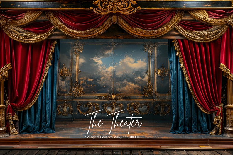 12 Theater Digital Backgrounds, Crafts, Zoom Twitch Youtube, Posters ...