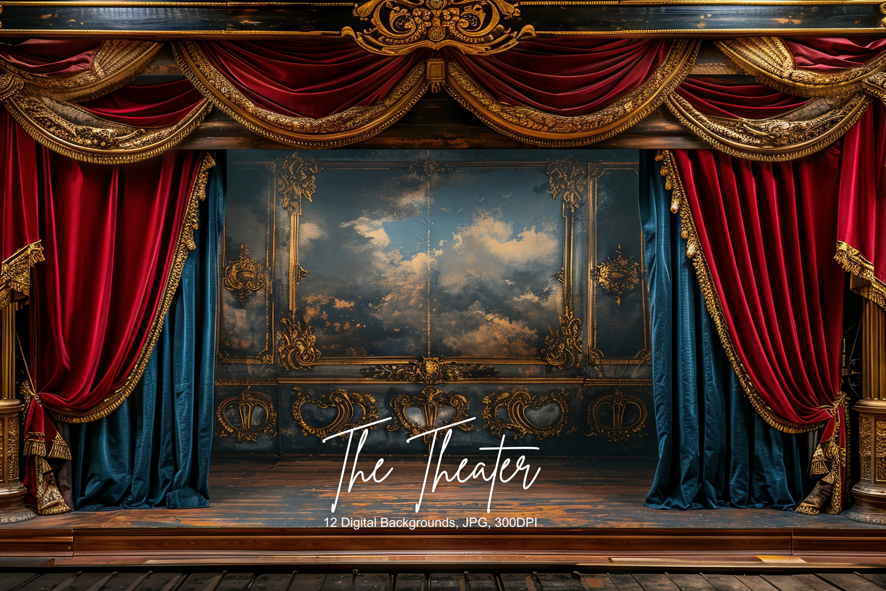 12 Theater Digital Backgrounds, Crafts, Zoom Twitch Youtube, Posters ...