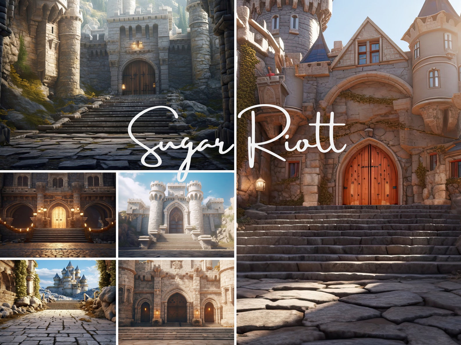 24 Castle Bundle Digital Backgrounds, Backdrops, Fairytale, Historic ...