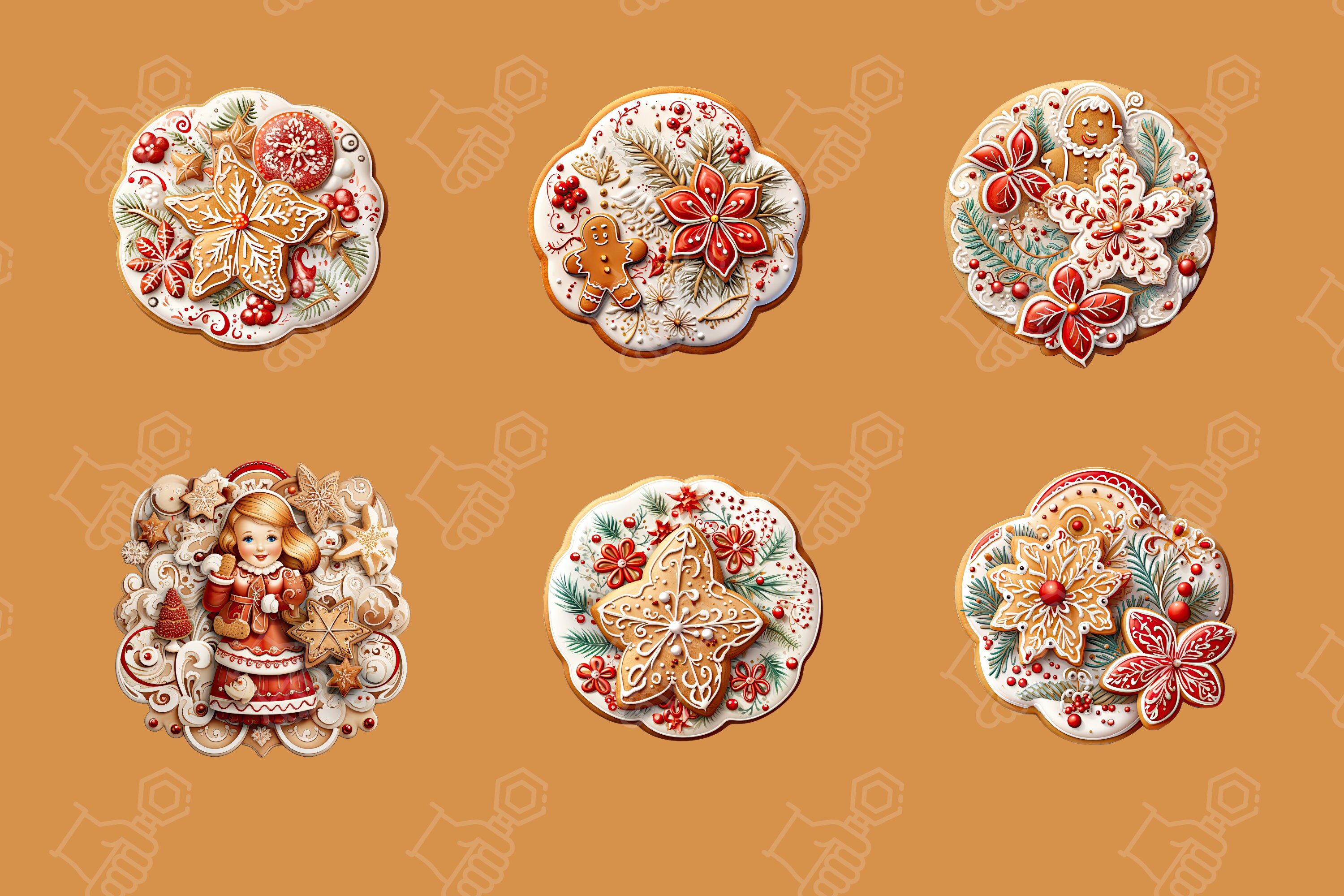 12 Xmas Baked Sweets Digital Clipart, Cookies, Decoupage, Gingerbread ...
