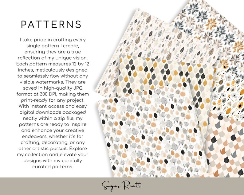 20 Scandinavian Boho Inspired Patterns, Neutral Color, Papers ...