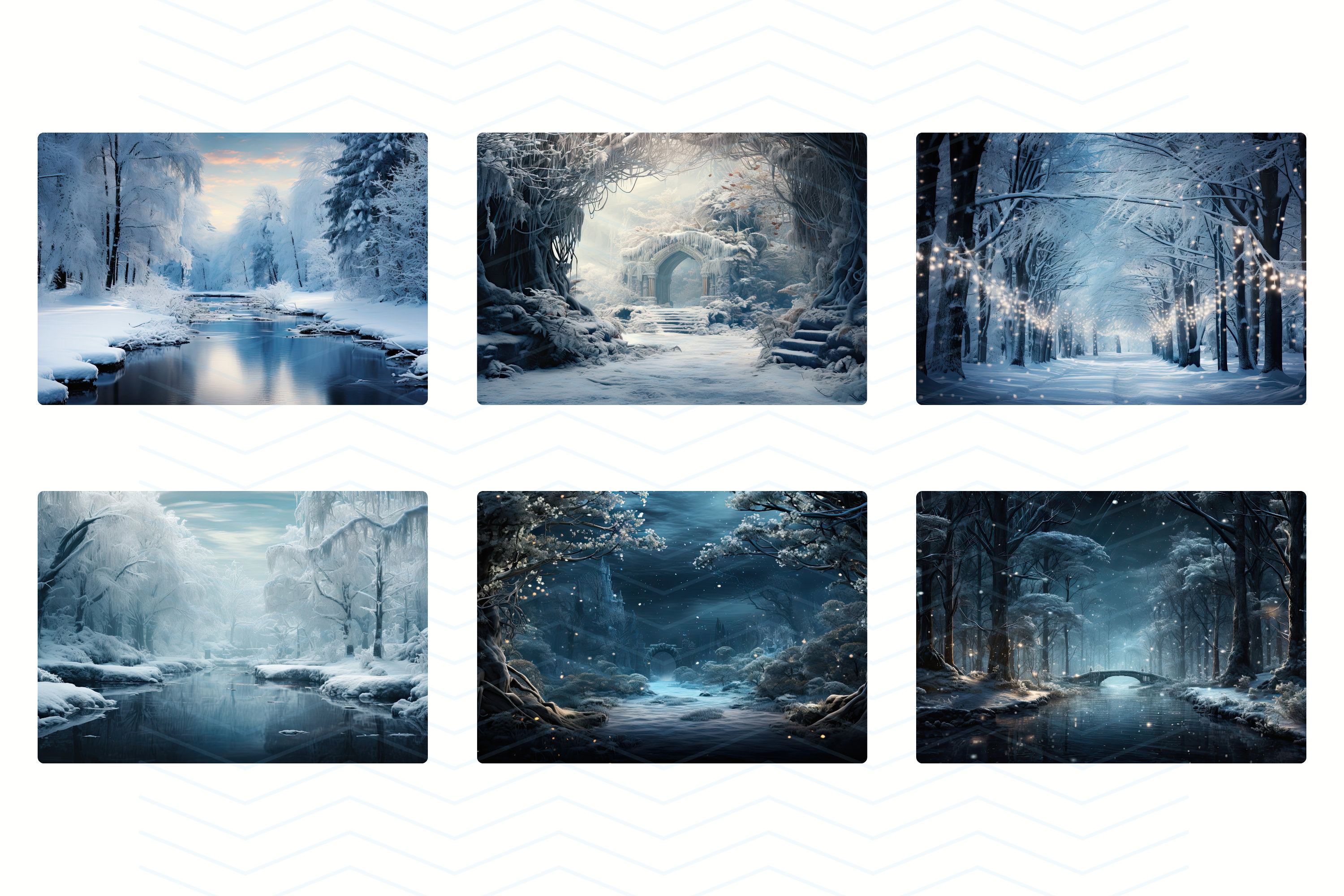 12 Winter Wonderland Digital Backgrounds, Ice Snow Landscapes, Frozen ...