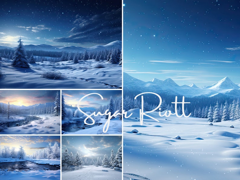 12 Photography Backgrounds Frozen Landscape Winter Season - Etsy