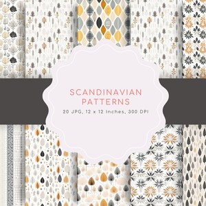 20 Scandinavian Boho Inspired Patterns, Neutral Color, Papers ...
