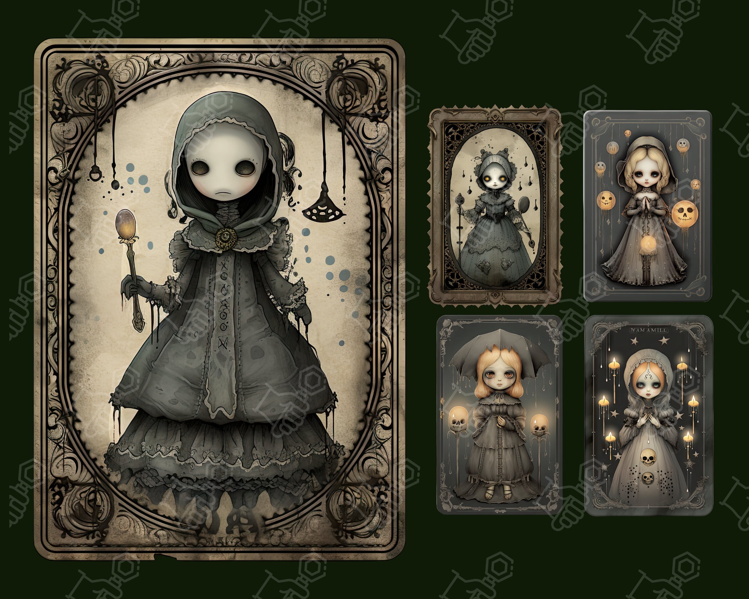 25 Creepy Tarot Card Clipart, Weird, Haunting Halloween Surreal Images ...