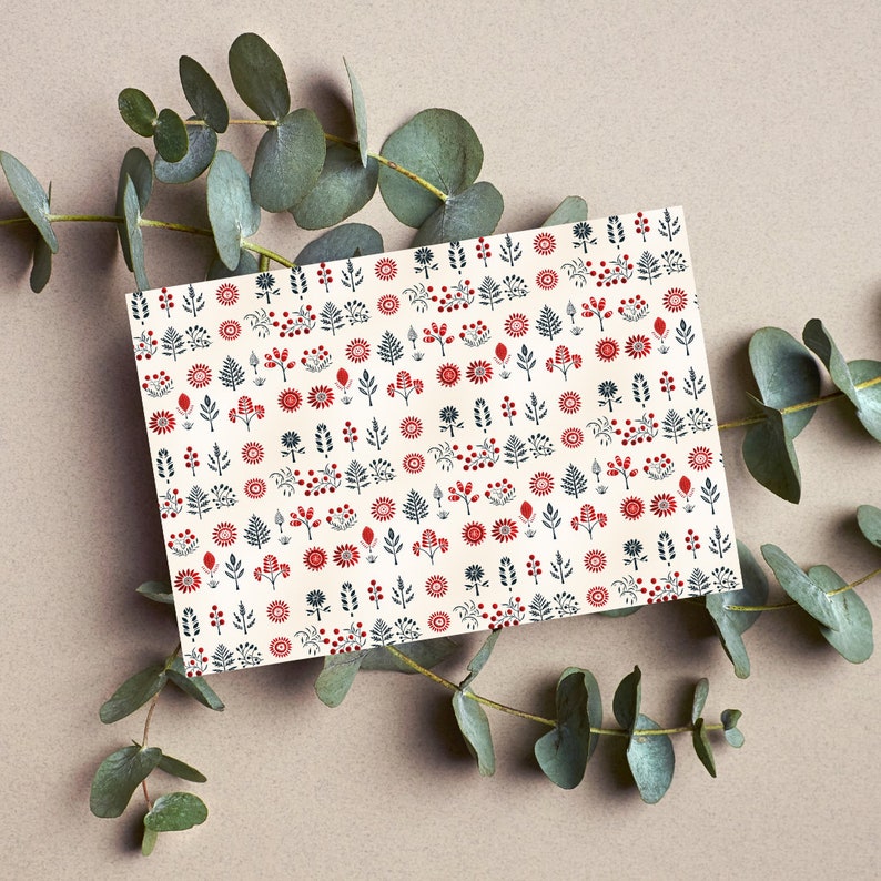 20 Christmas Theme Patterns Block Print Festive Folk Art - Etsy