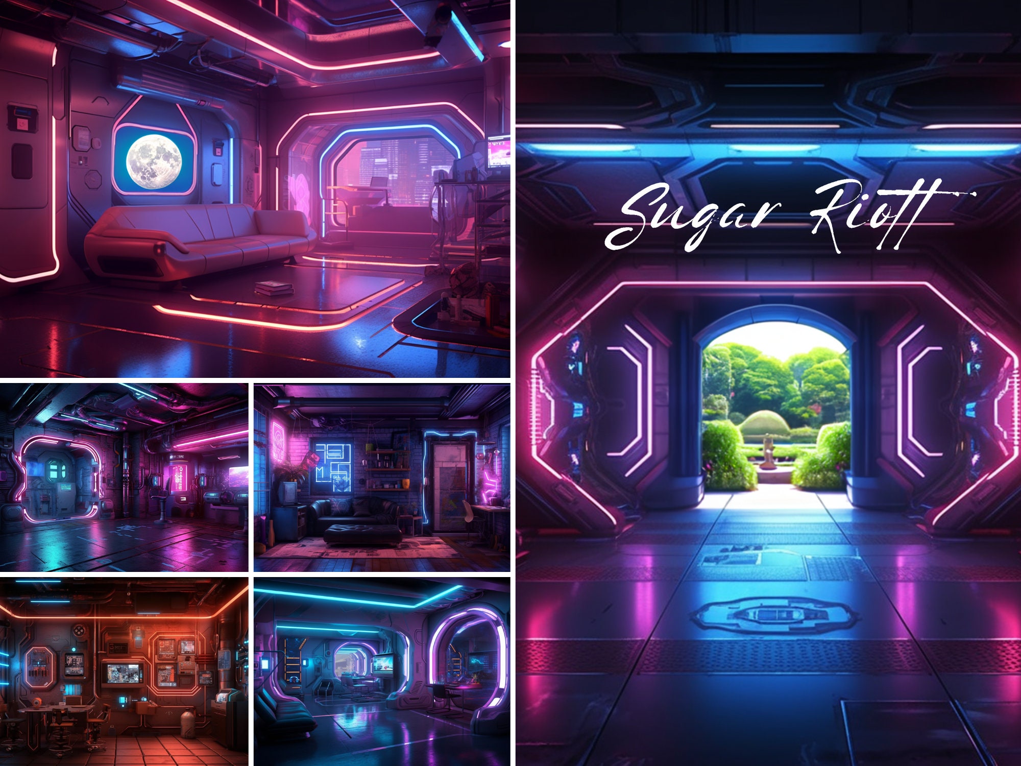 Techno Cityscape Backdrops - Cyber Punk Neon Futuristic - 15 Backdrops ...