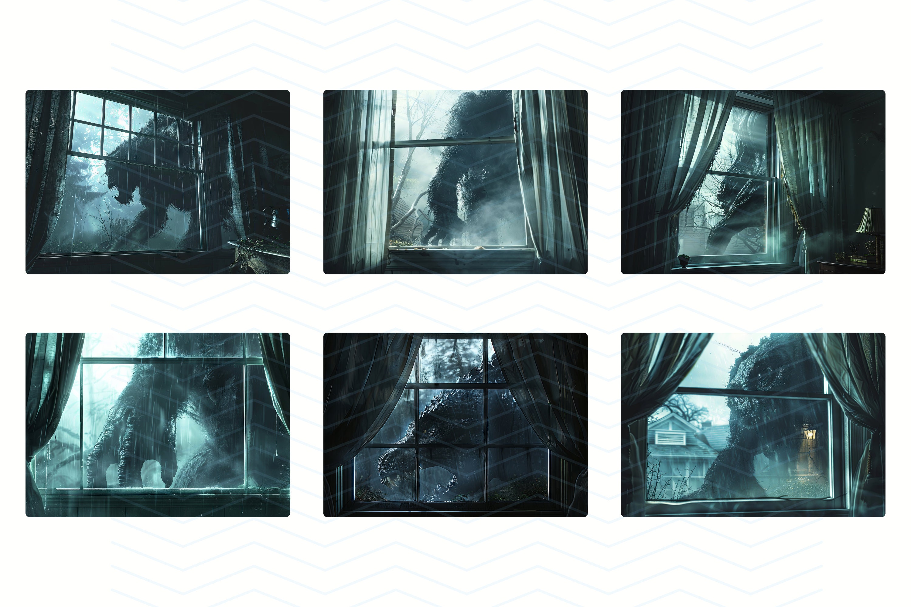 12 Window Monsters Digital Backgrounds, Zoom Twitch Discord Streaming ...