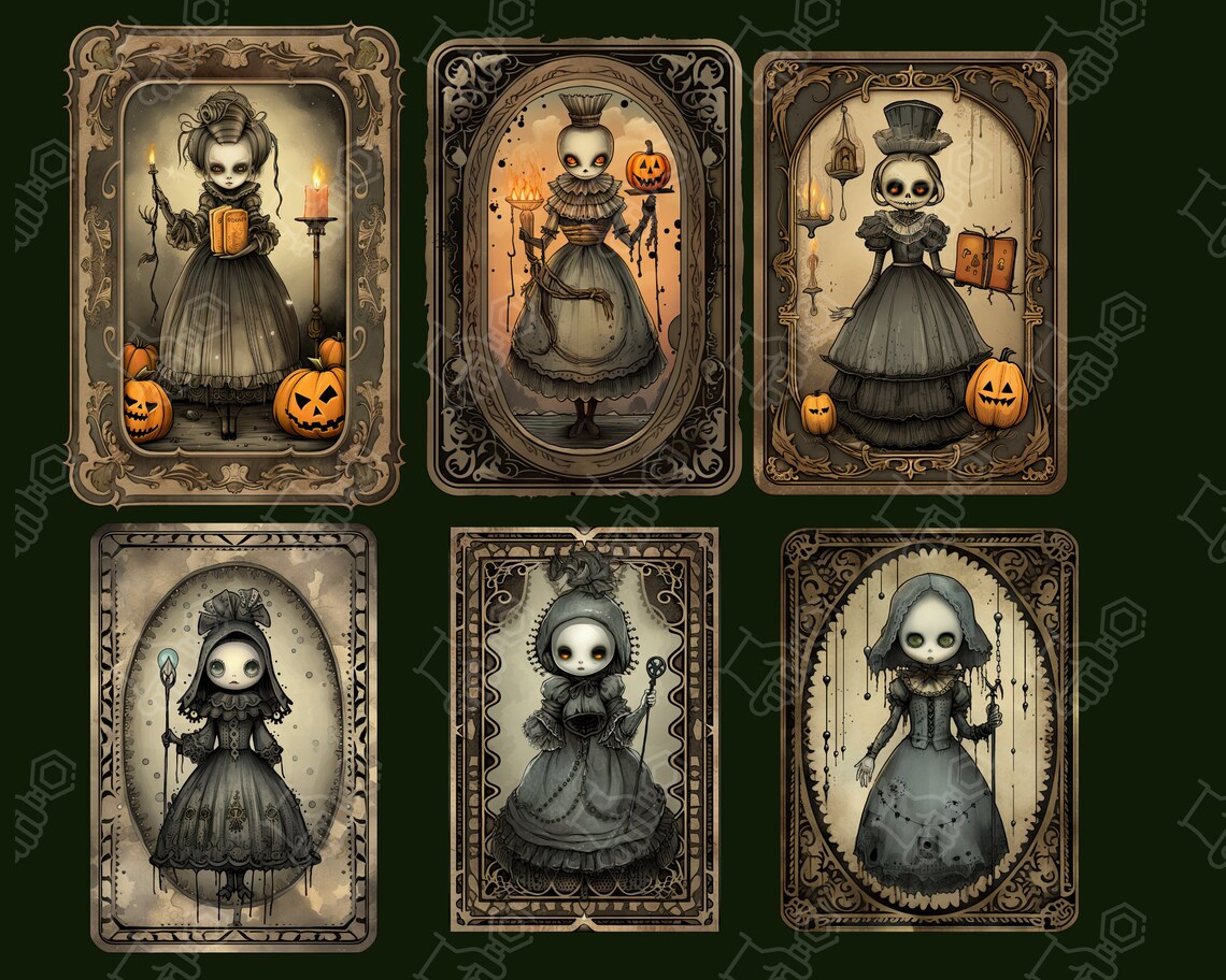 25 Creepy Tarot Card Clipart, Weird, Haunting Halloween Surreal Images ...