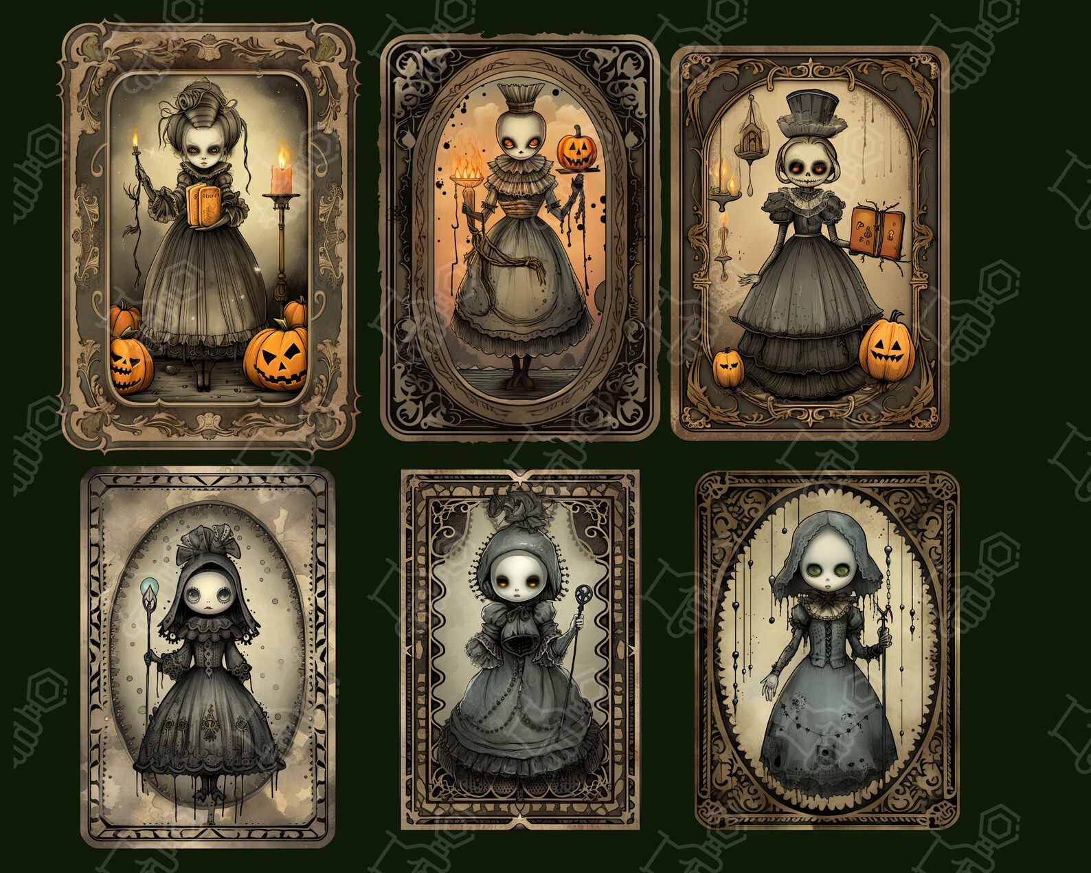 25 Creepy Tarot Card Clipart, Weird, Haunting Halloween Surreal Images ...