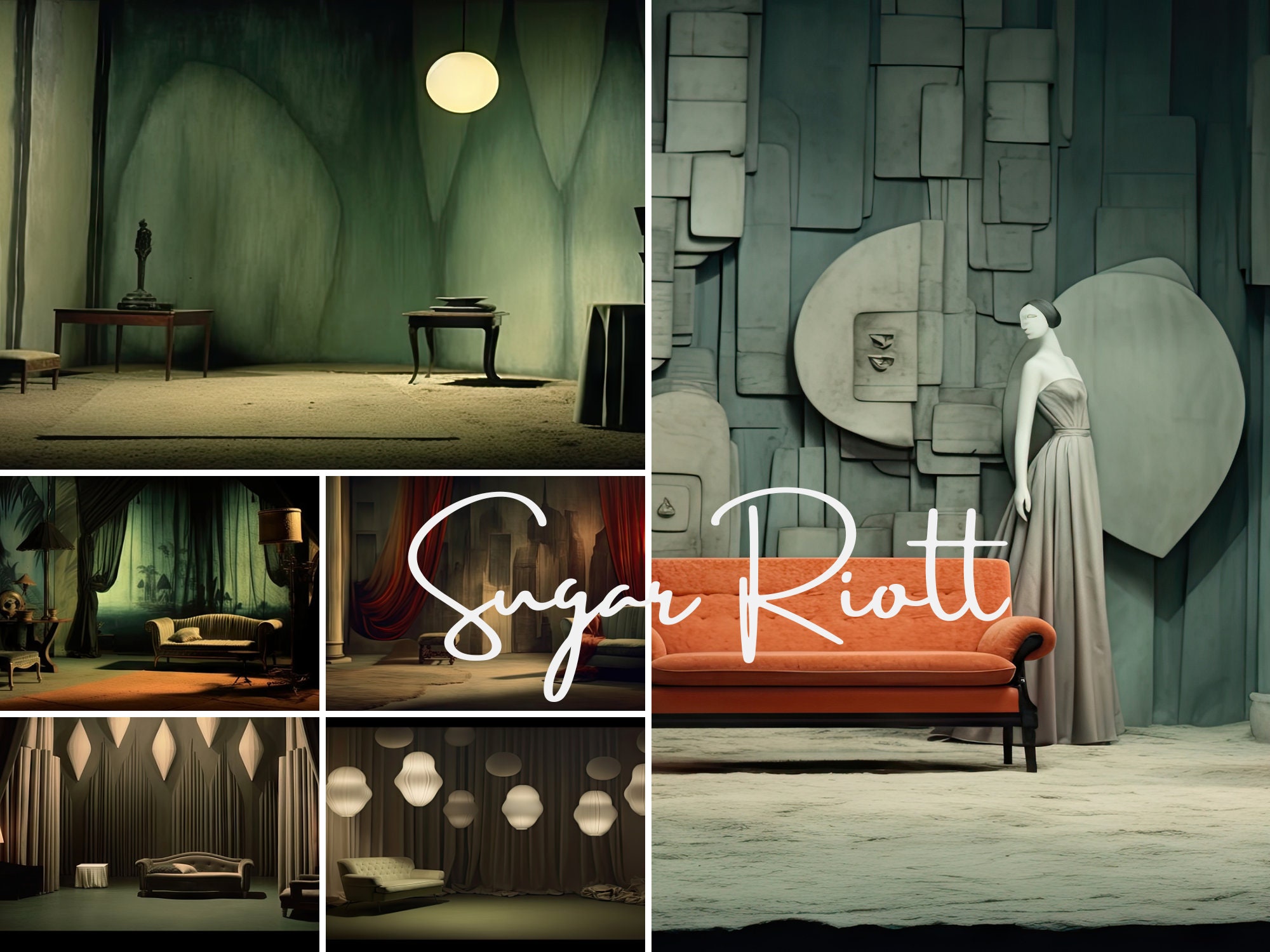 12 Spooky Retro Digital Backgrounds, Halloween Macabre, Vintage Old ...