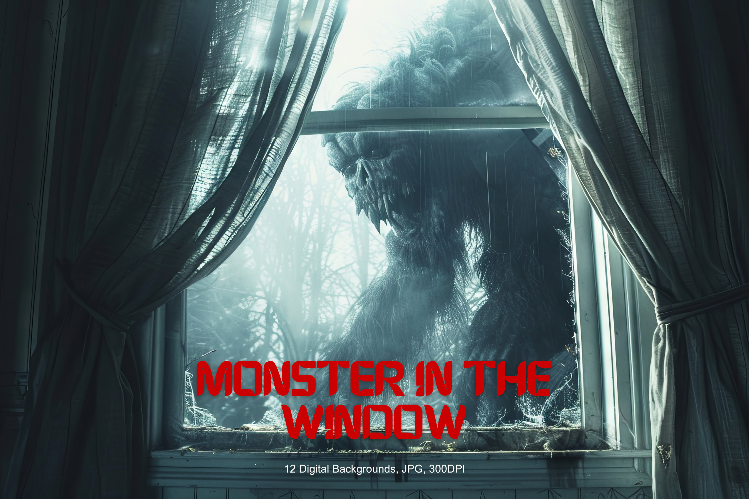 12 Window Monsters Digital Backgrounds, Zoom Twitch Discord Streaming ...