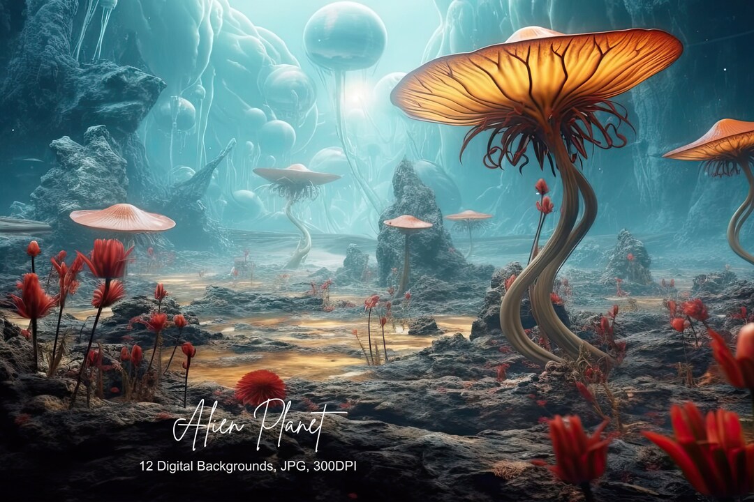 12 Alien Planet Digital Backgrounds, Zoom Teams Skype Discord Streaming ...