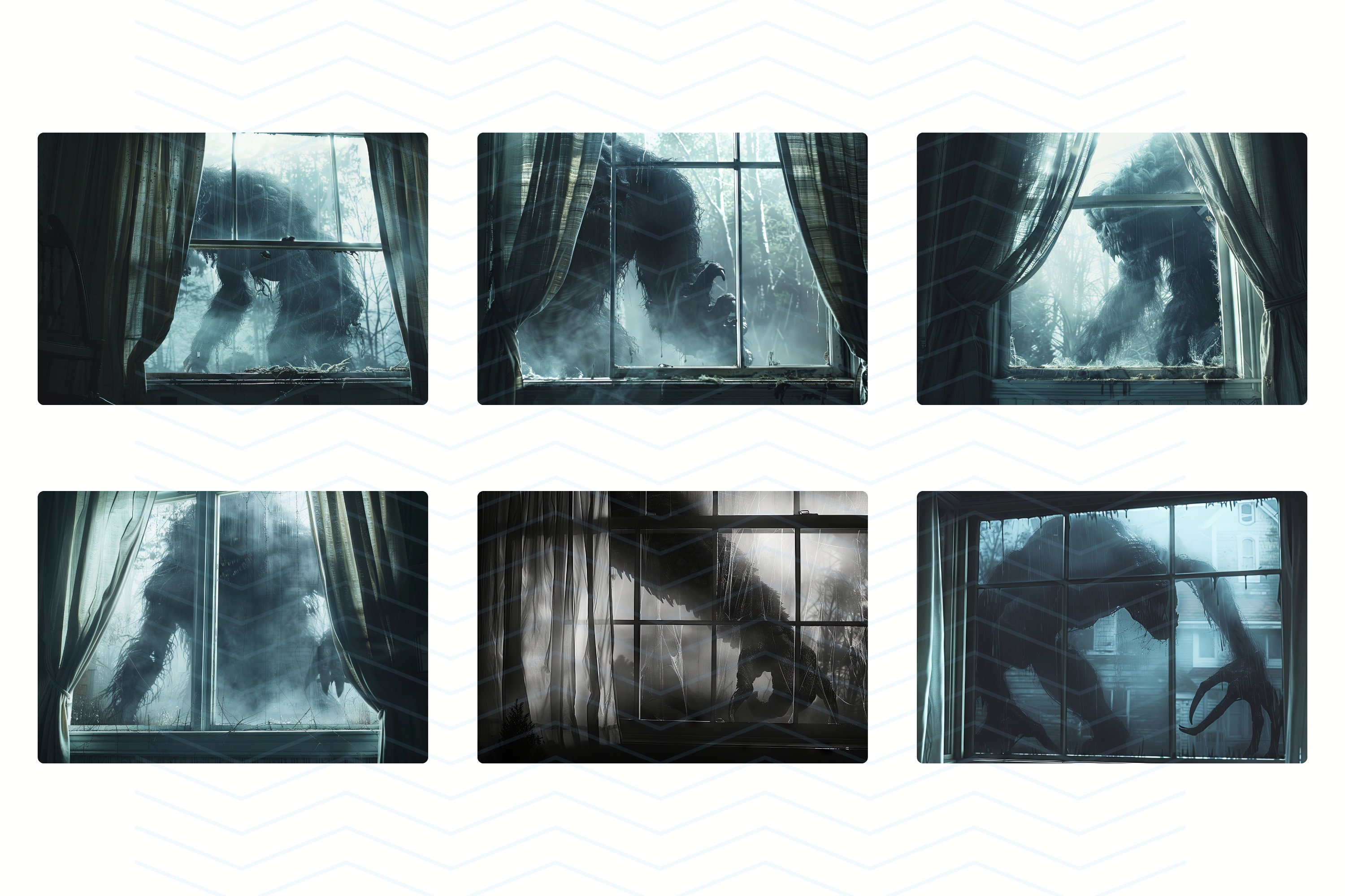 12 Window Monsters Digital Backgrounds, Zoom Twitch Discord Streaming ...