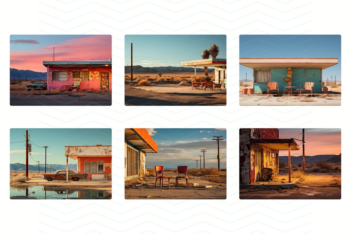 12 Desert Motel Digital Backgrounds for Zoom Teams, Rundown, Decay ...