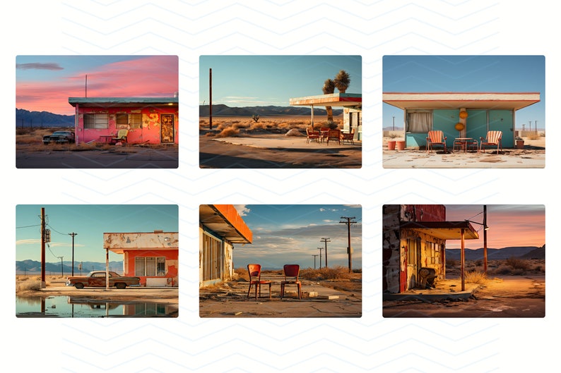 12 Desert Motel Digital Backgrounds for Zoom Teams, Rundown, Decay ...