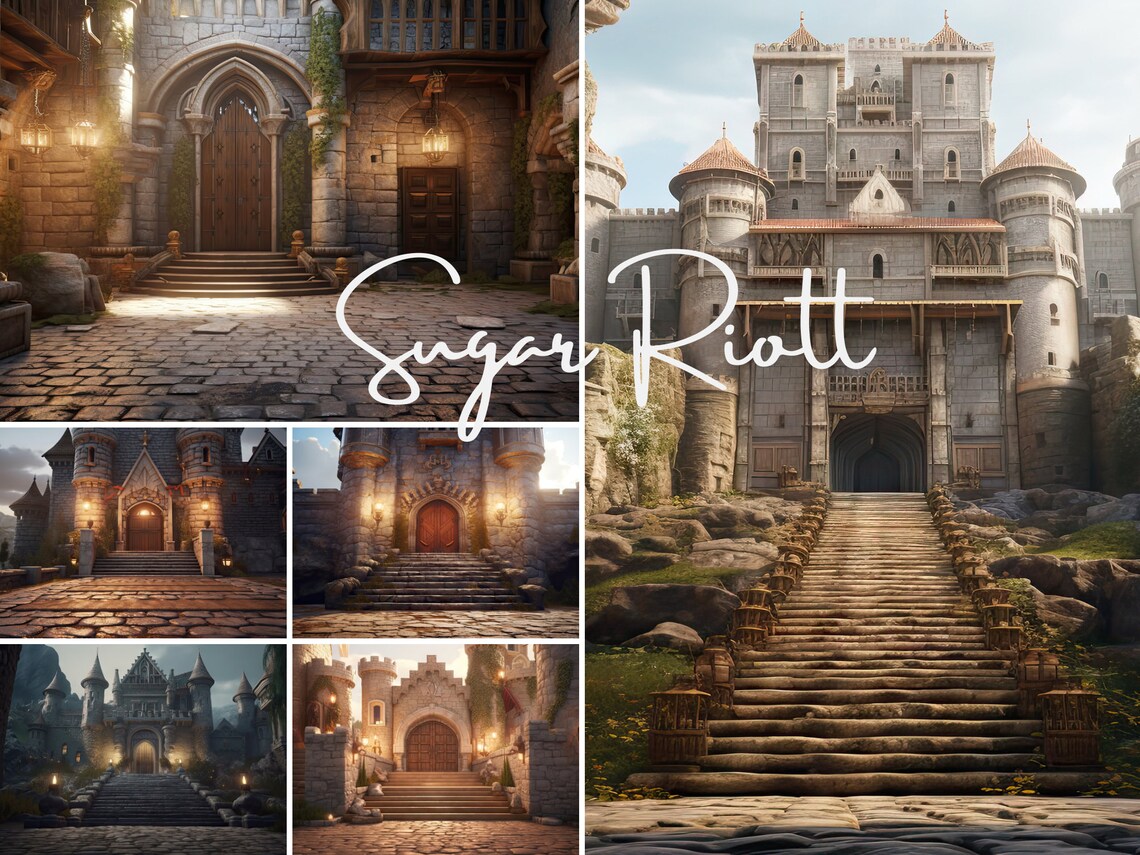 24 Castle Bundle Digital Backgrounds, Backdrops, Fairytale, Historic ...