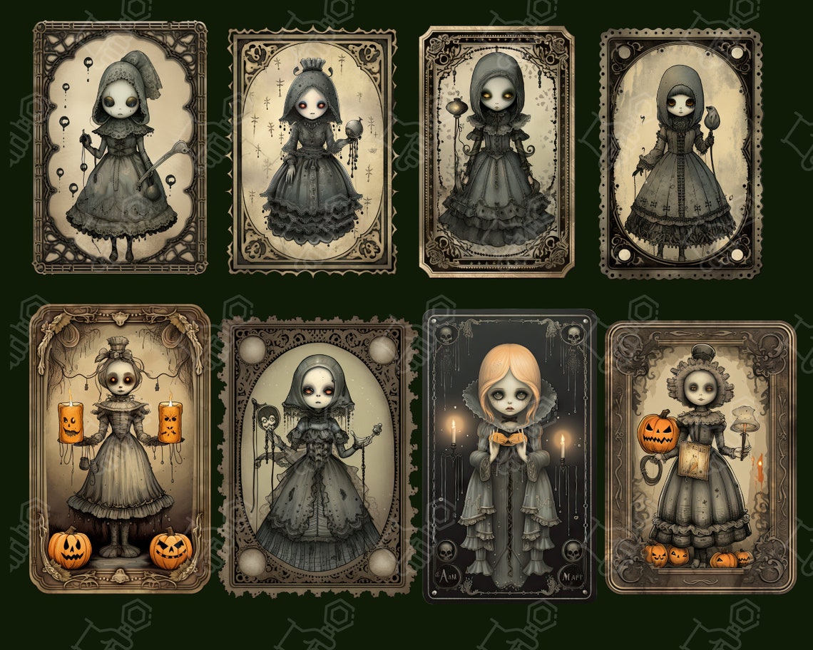 25 Creepy Tarot Card Clipart, Weird, Haunting Halloween Surreal Images ...