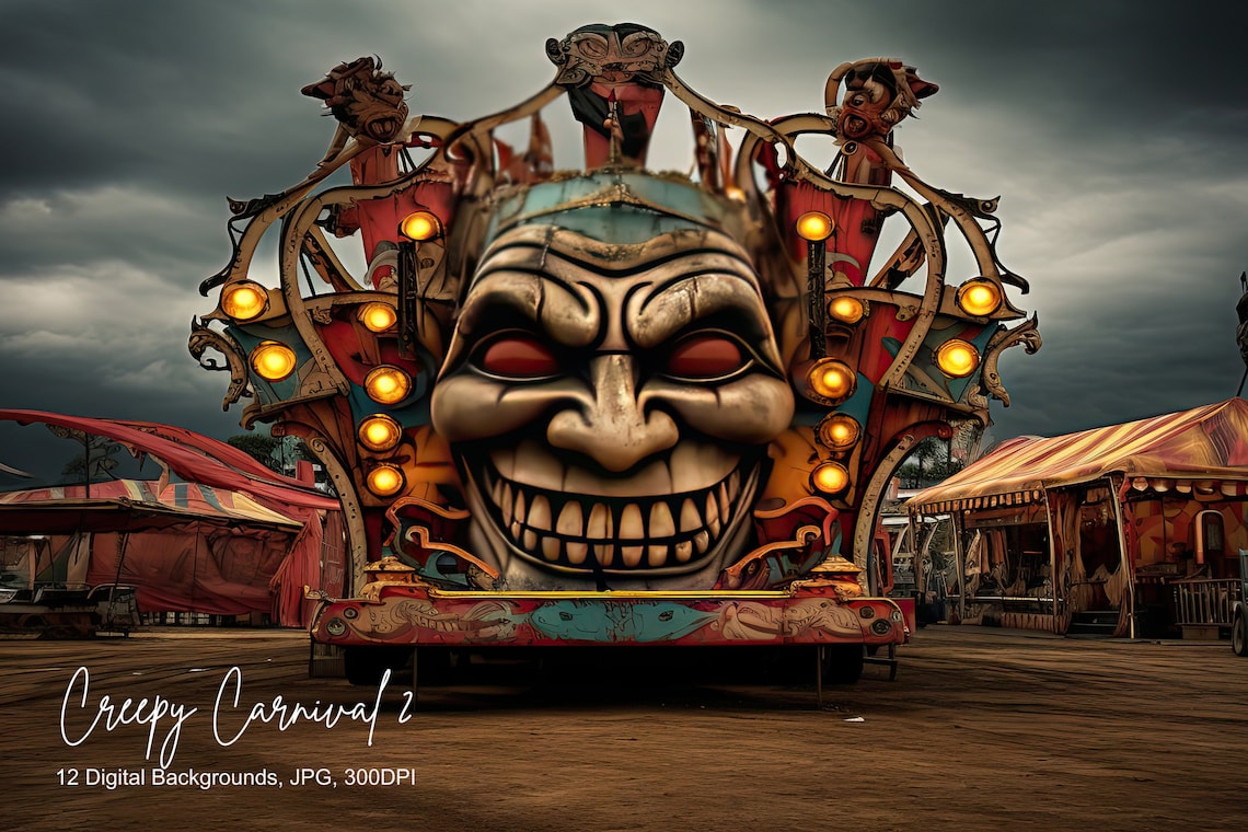 12 Creepy Carnival Digital Backgrounds - Disturbing, Freak Shoes ...