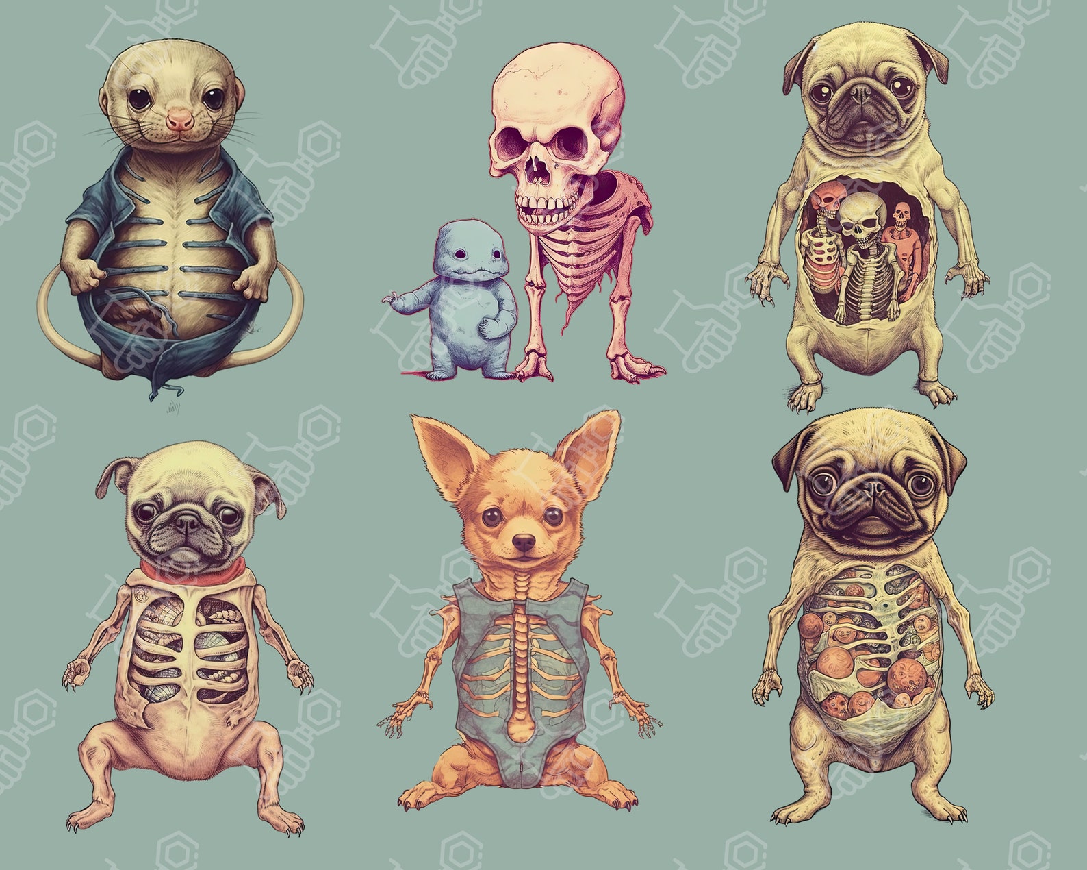 12 Disturbingly Quirky Animal Freaks Clipart, Deformed, Halloween ...