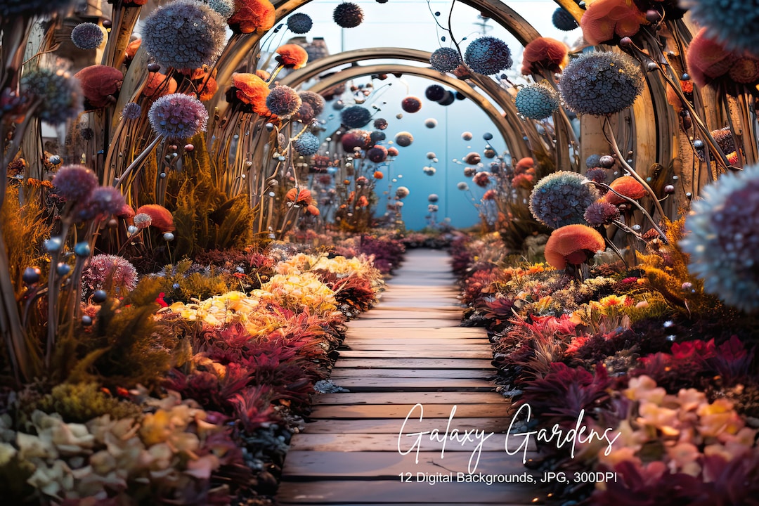 12 Galaxy Garden Digital Backgrounds, Surreal Fantasy Enchanting ...