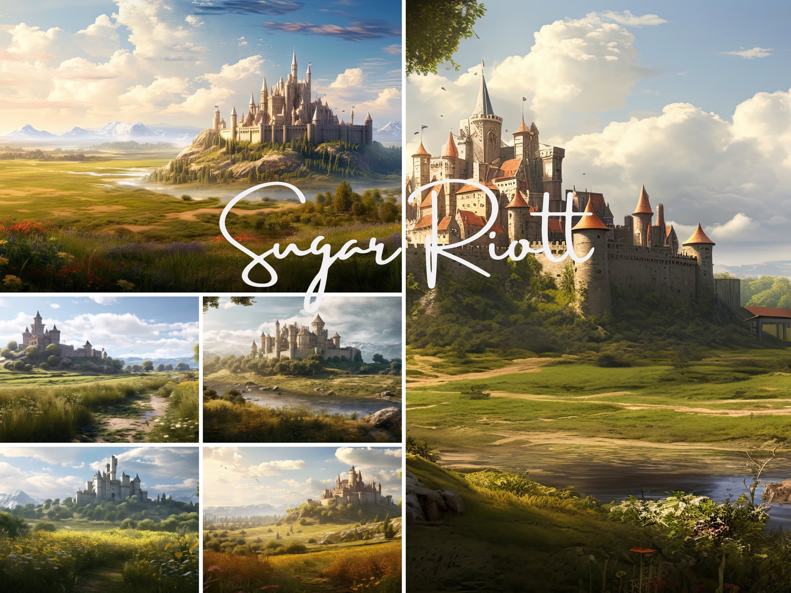 24 Castle Bundle Digital Backgrounds, Backdrops, Fairytale, Historic ...