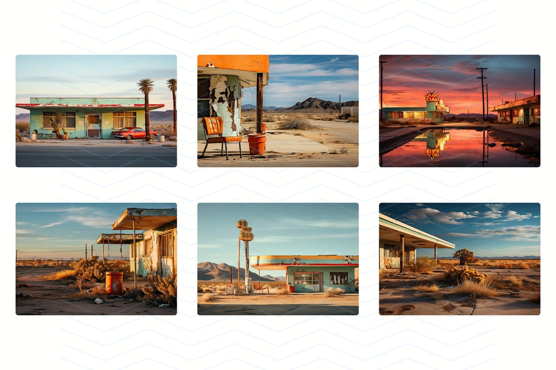 12 Desert Motel Digital Backgrounds for Zoom Teams, Rundown, Decay ...