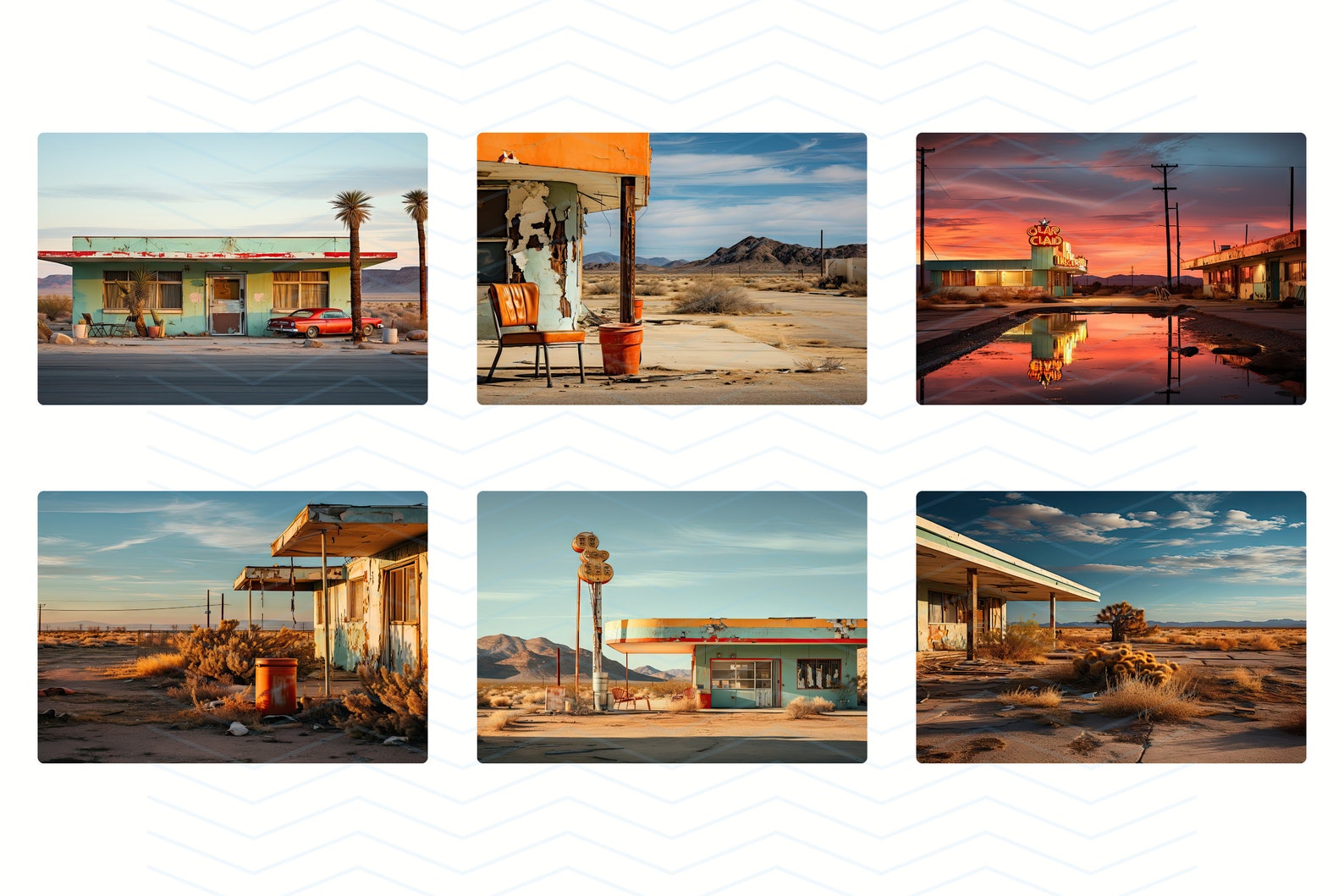 12 Desert Motel Digital Backgrounds for Zoom Teams, Rundown, Decay ...