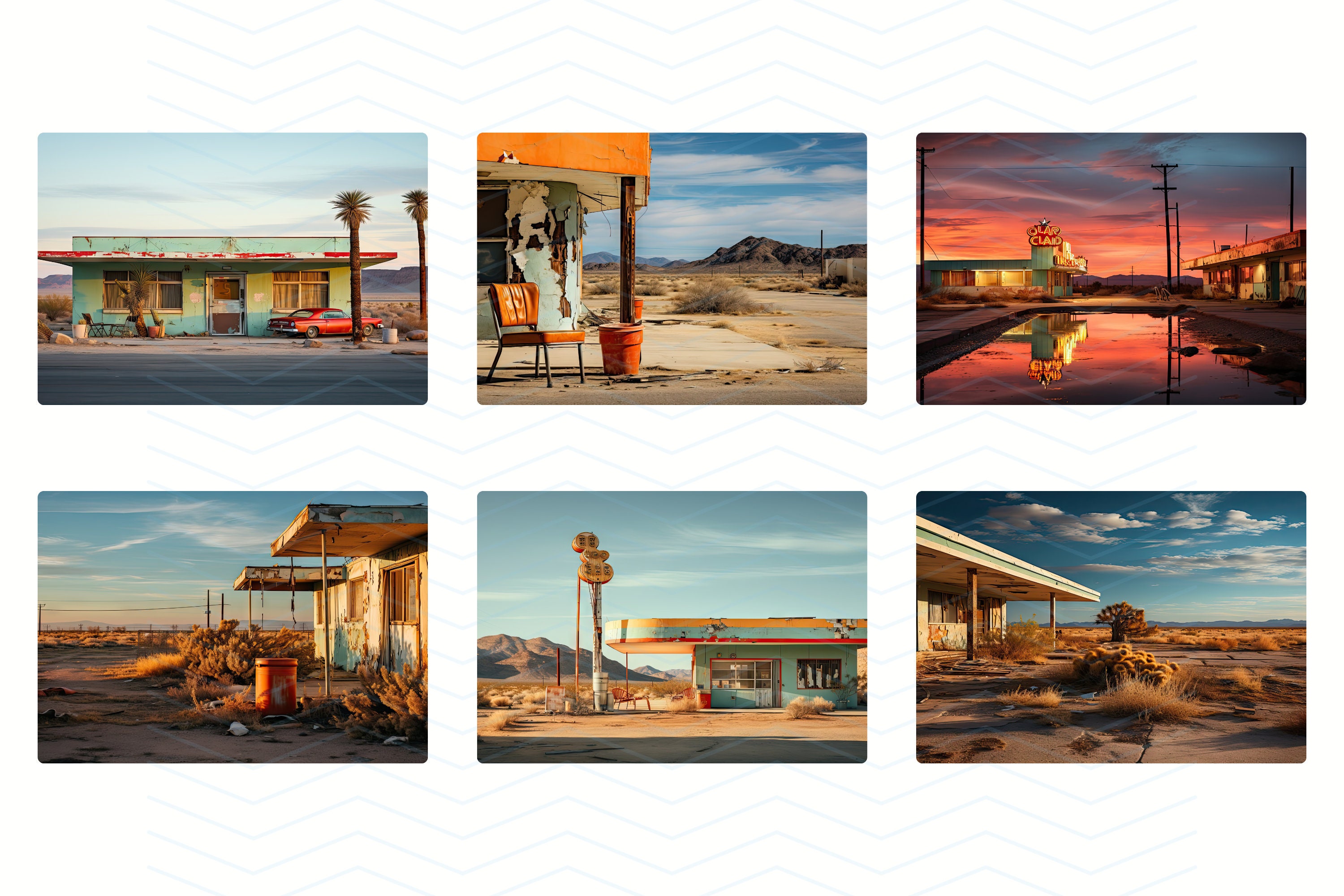 12 Desert Motel Digital Backgrounds for Zoom Teams, Rundown, Decay ...