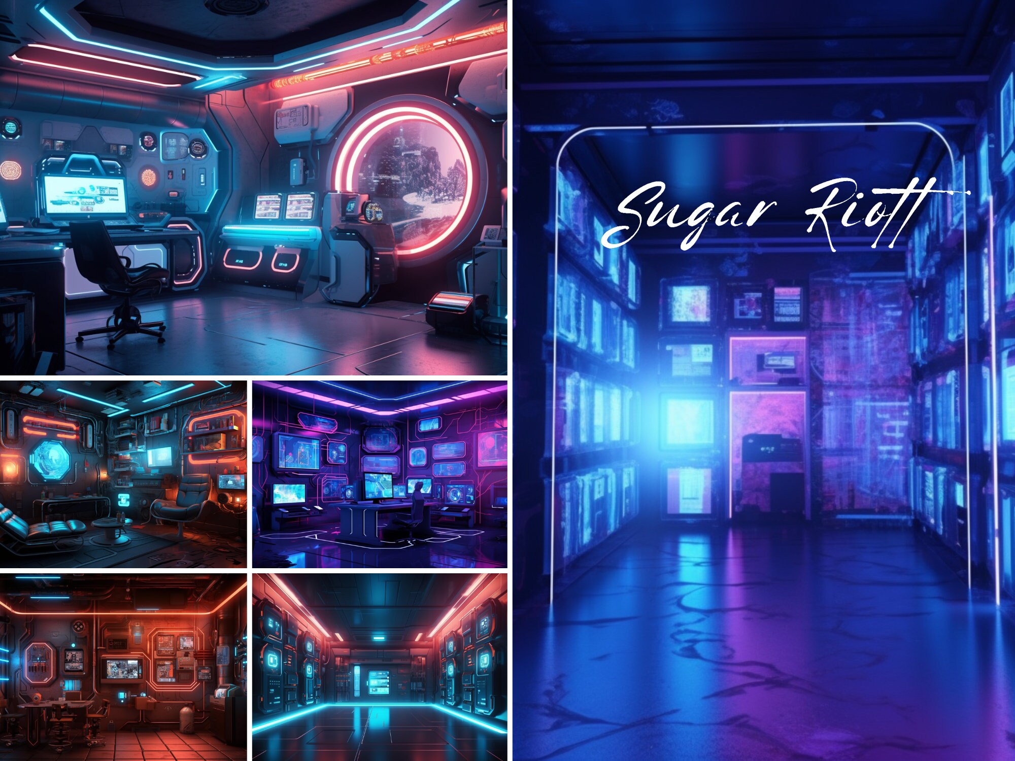 Techno Cityscape Backdrops - Cyber Punk Neon Futuristic - 15 Backdrops ...