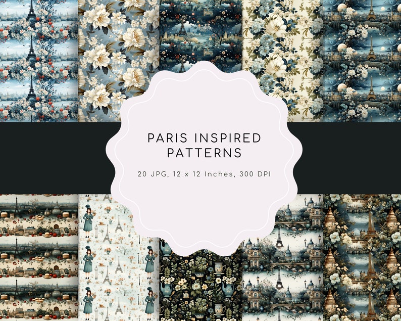 20 Paris Parisian Inspired Patterns, Fabric, Papers Wallpapers ...