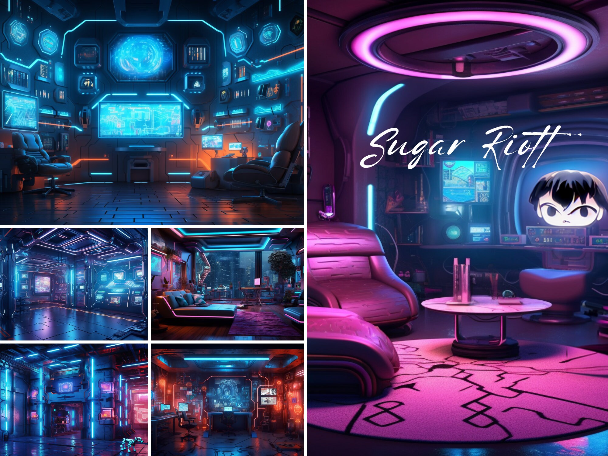 Techno Cityscape Backdrops - Cyber Punk Neon Futuristic - 15 Backdrops ...