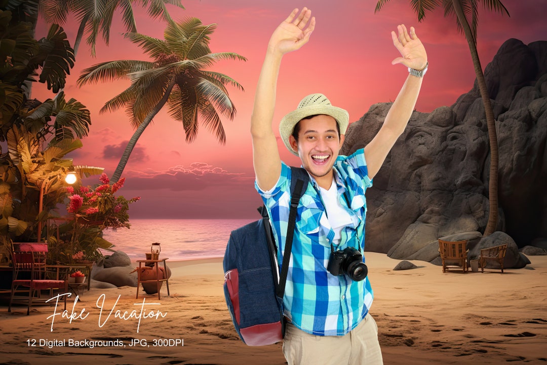 12 Photography Backgrounds Fake Vacation, Pretend Journey, Social Media ...