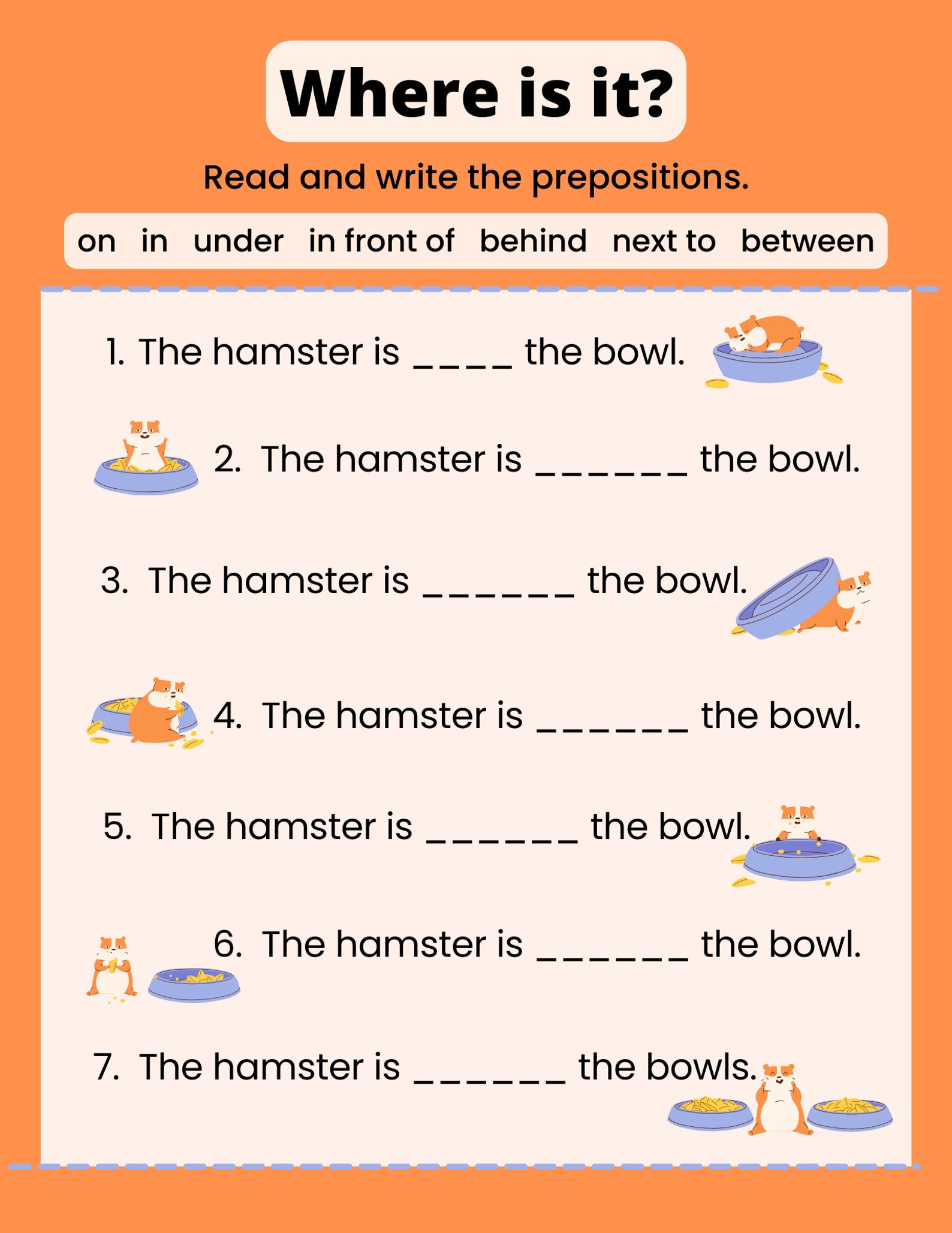 Illustrative Playful Prepositions of Place English Grammar Worksheet - Etsy