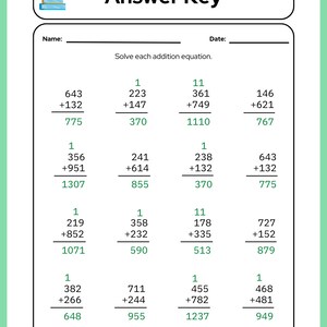 3 Digit Addition Worksheet - Etsy