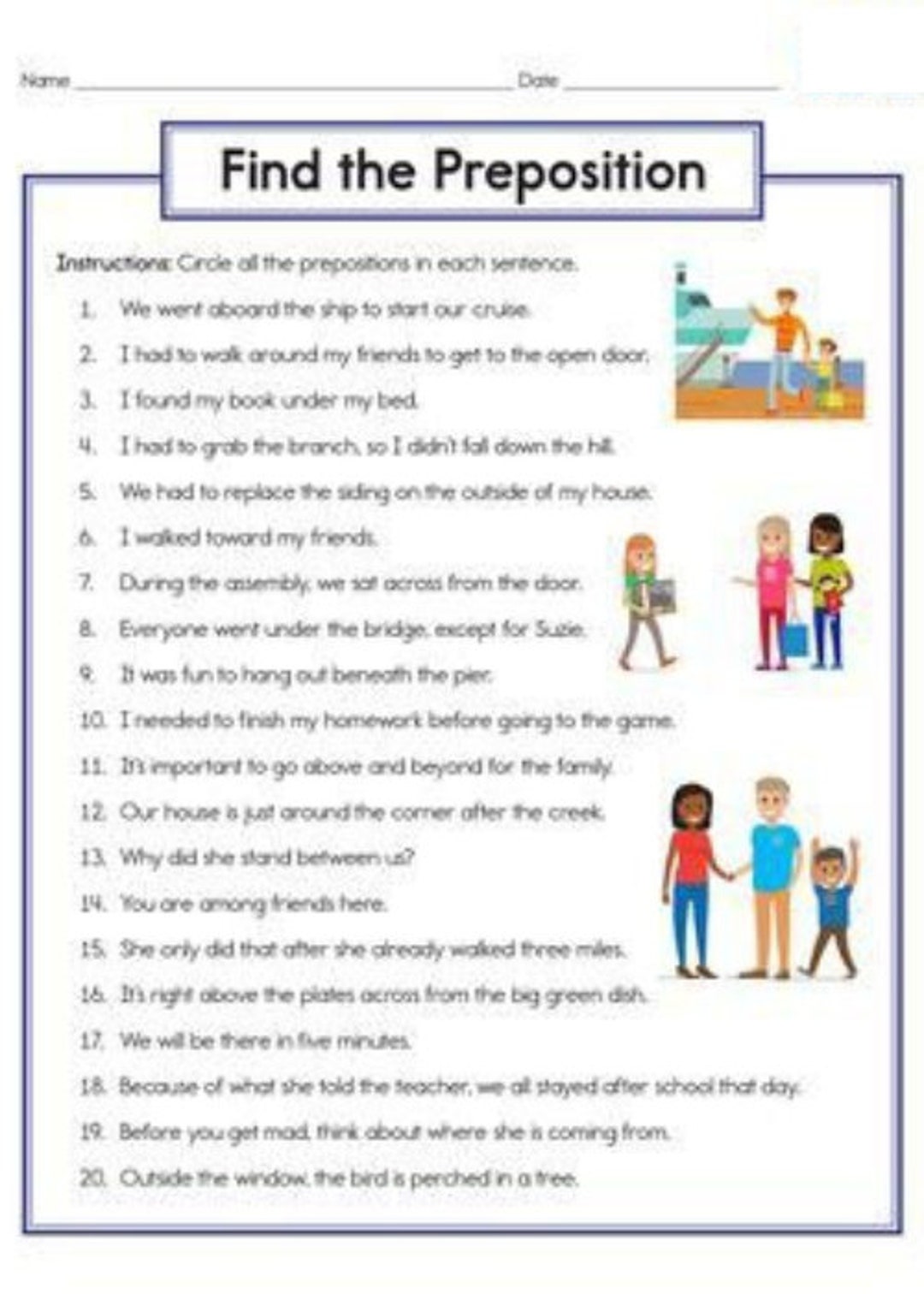Find the Preposition Worksheet - Etsy UK