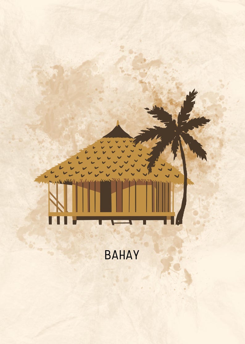 Bahay Kubo Art Print: Vintage Filipino Stilt House Illustration ...