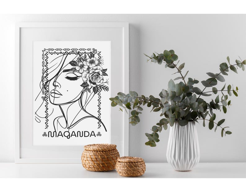 Filipina Woman Art Print: Maganda Line Drawing (digital Download) - Etsy