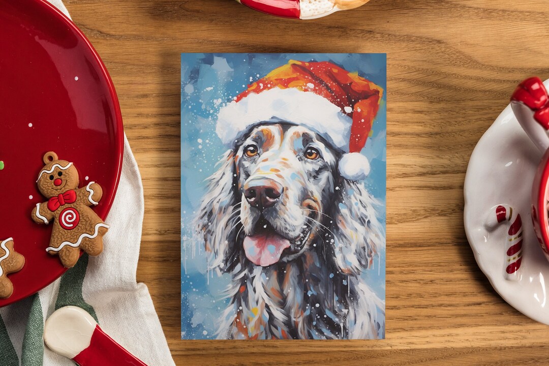 English Setter Dog Christmas Card, Holiday Card, Blank Card With ...