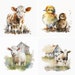 20 - Cute Farm Animals Watercolor Digital Clipart | PNG Files ...
