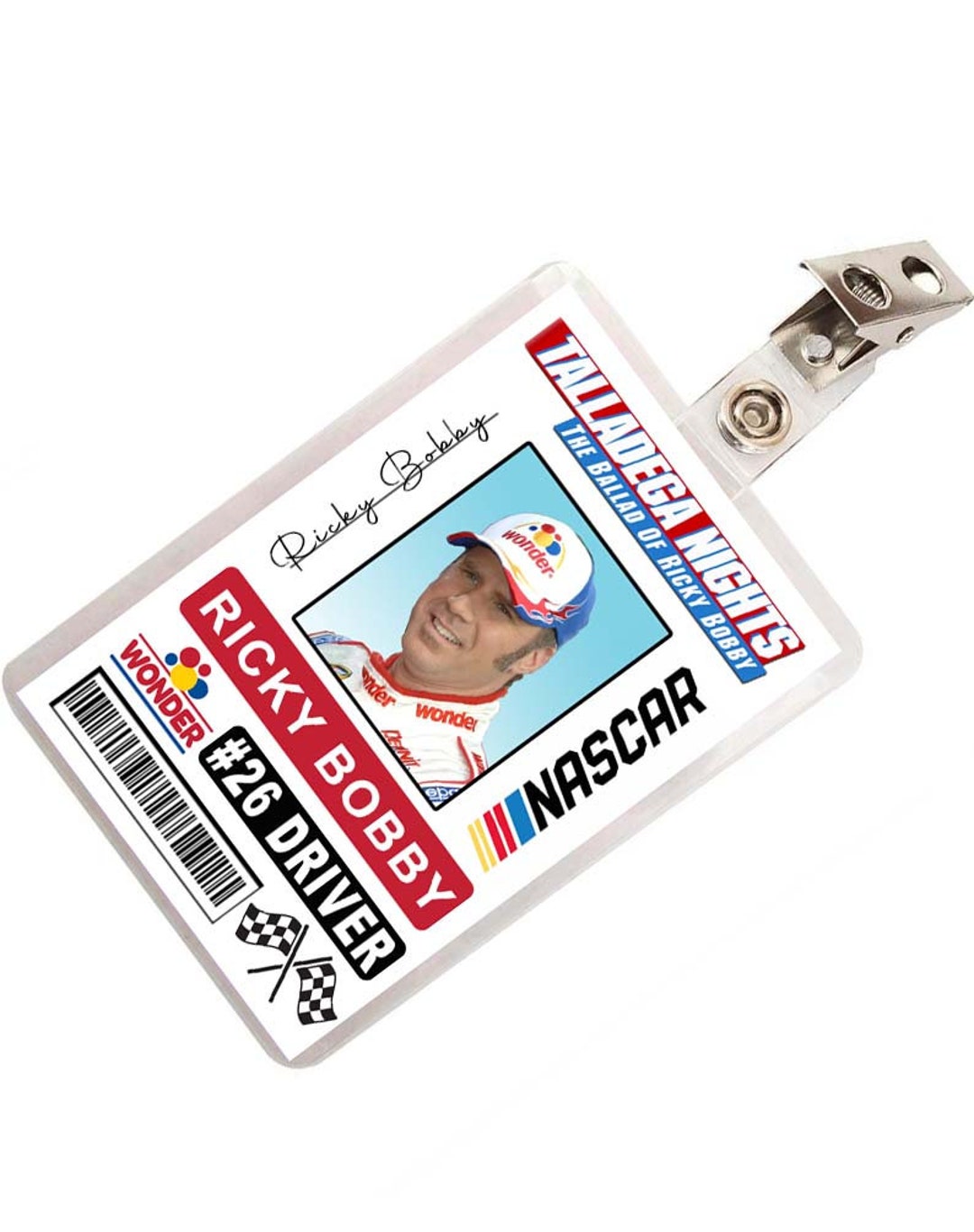 Talladega Nights Ricky Bobby Race Car Driver ID Badge - Etsy