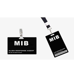 MIB Men in Black ID Badge Set of 2 PVC Card Lanyard Cosplay Halloween ...