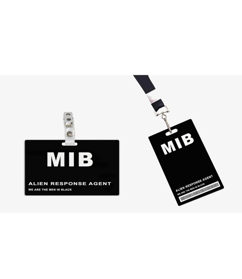 MIB Men in Black ID Badge Set of 2 PVC Card Lanyard Cosplay Halloween ...