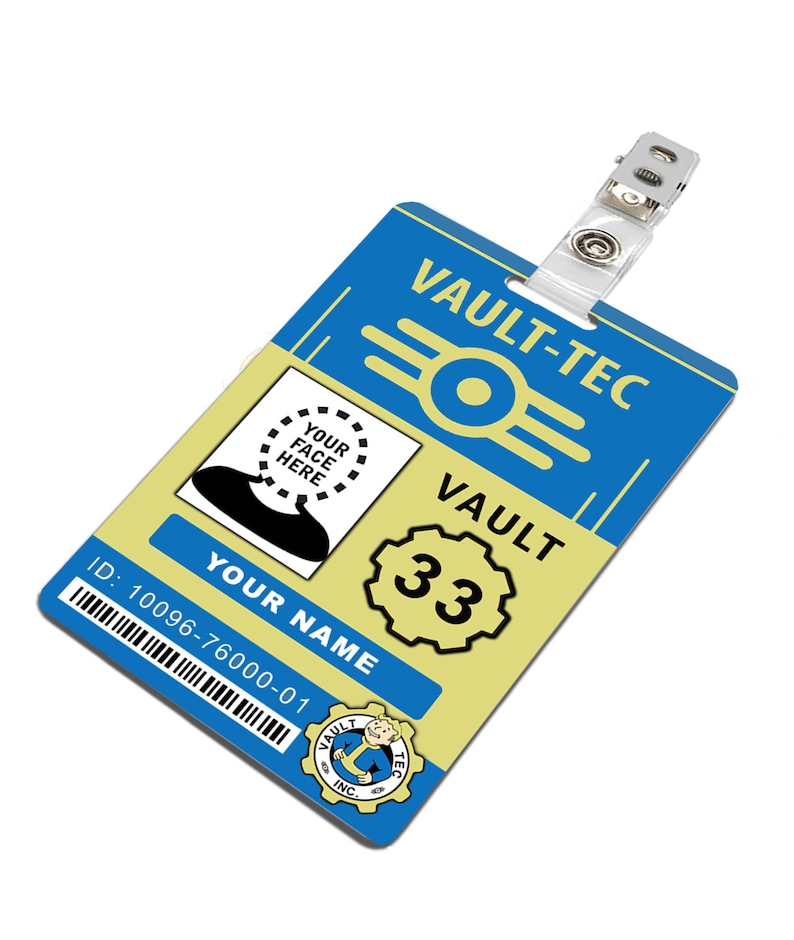 Custom Fallout Vault-tec ID Badge PVC Plastic Add Your Name and Picture - Etsy