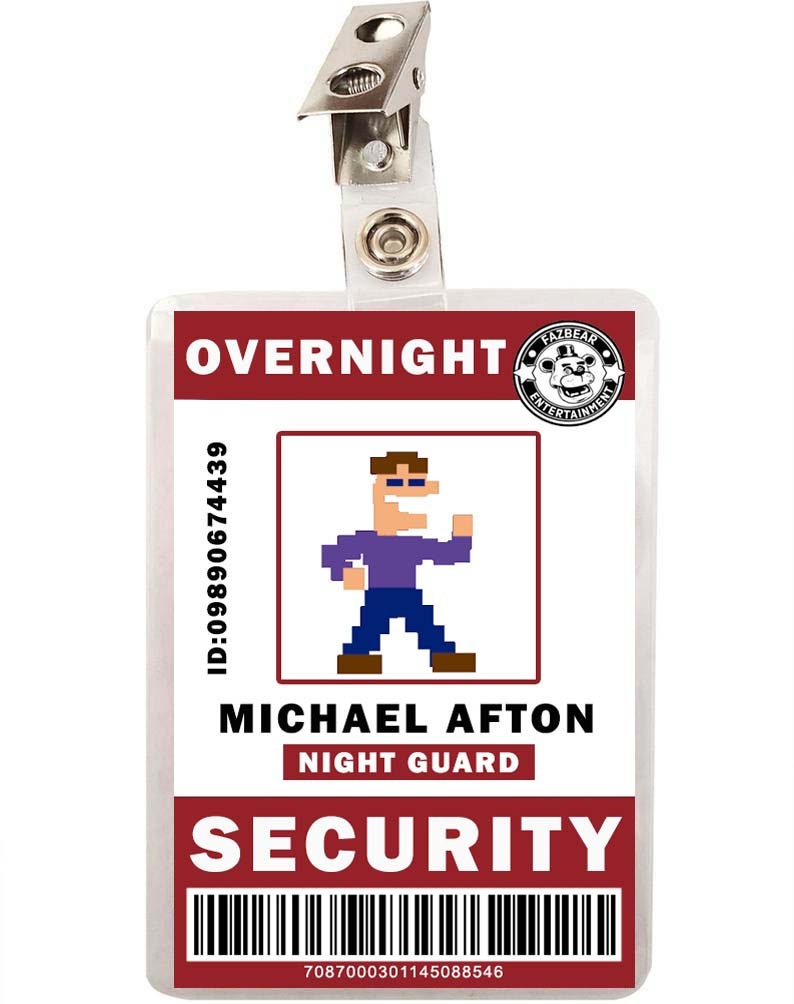 FNAF Five Nights at Michael Afton Security ID Badge Cosplay Costume - Etsy
