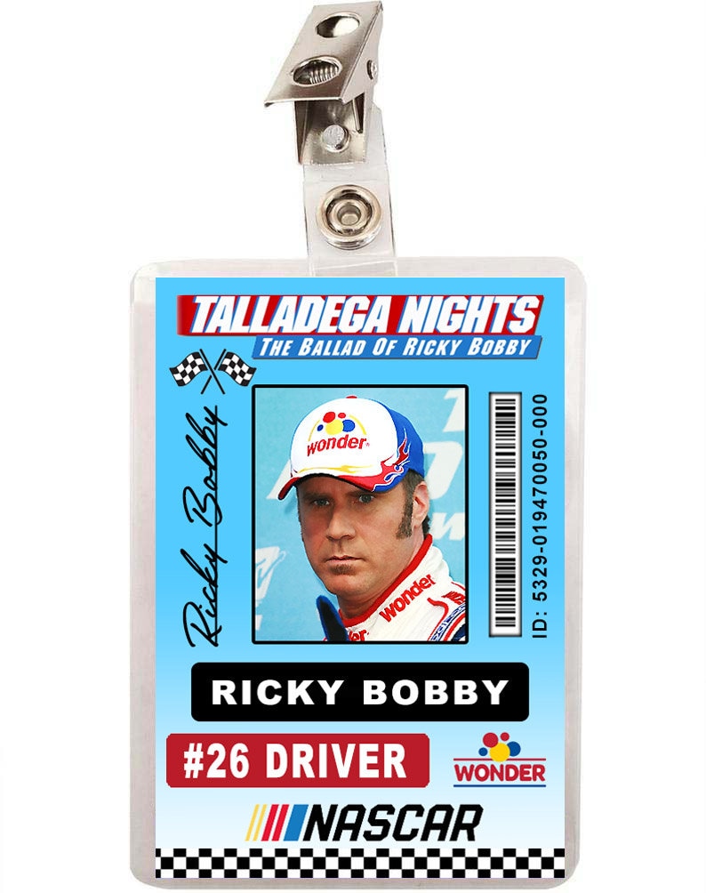 Talladega Nights Ricky Bobby Driver ID Badge - Etsy